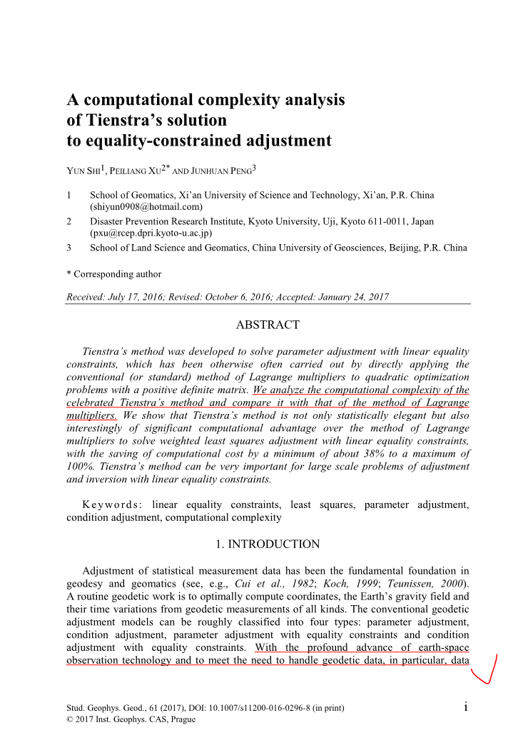 Tienstra对等式约束平差解法的计算复杂性分析外文翻译资料-外文翻译网