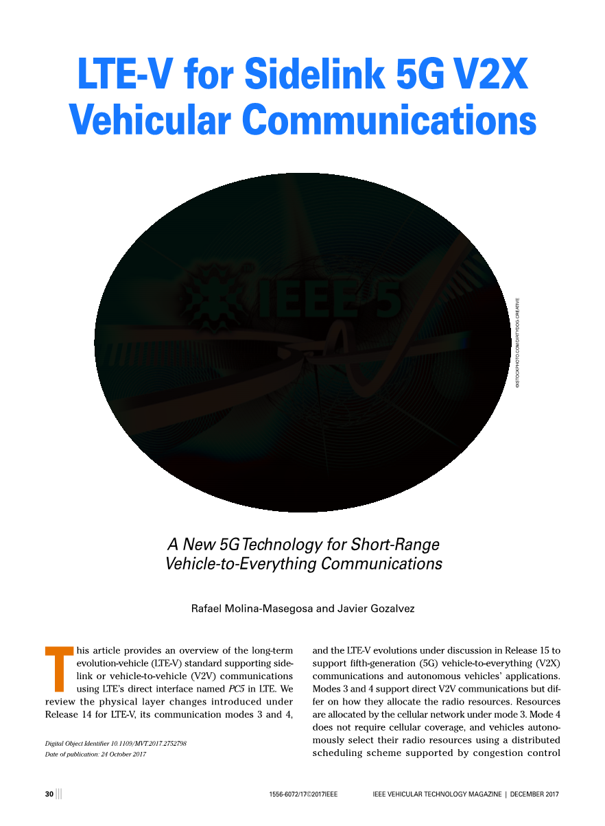 用于Sidelink 5G V2X车载通信的LTE-V：面向短距离视觉传感以及加载的车联网的全新5G技术外文翻译资料-外文翻译网