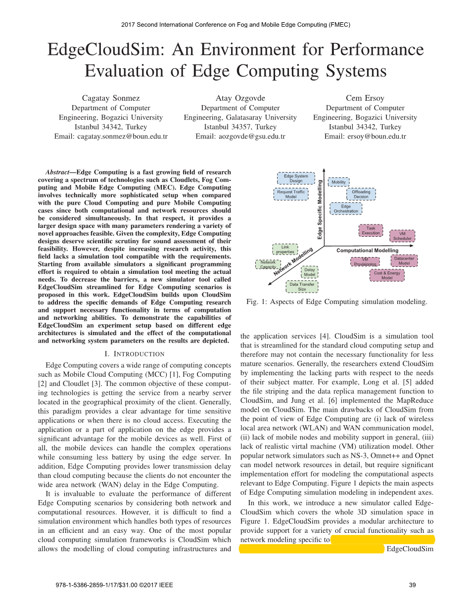 EdgeCloudSim：边缘计算系统性能评估的环境外文翻译资料-外文翻译网